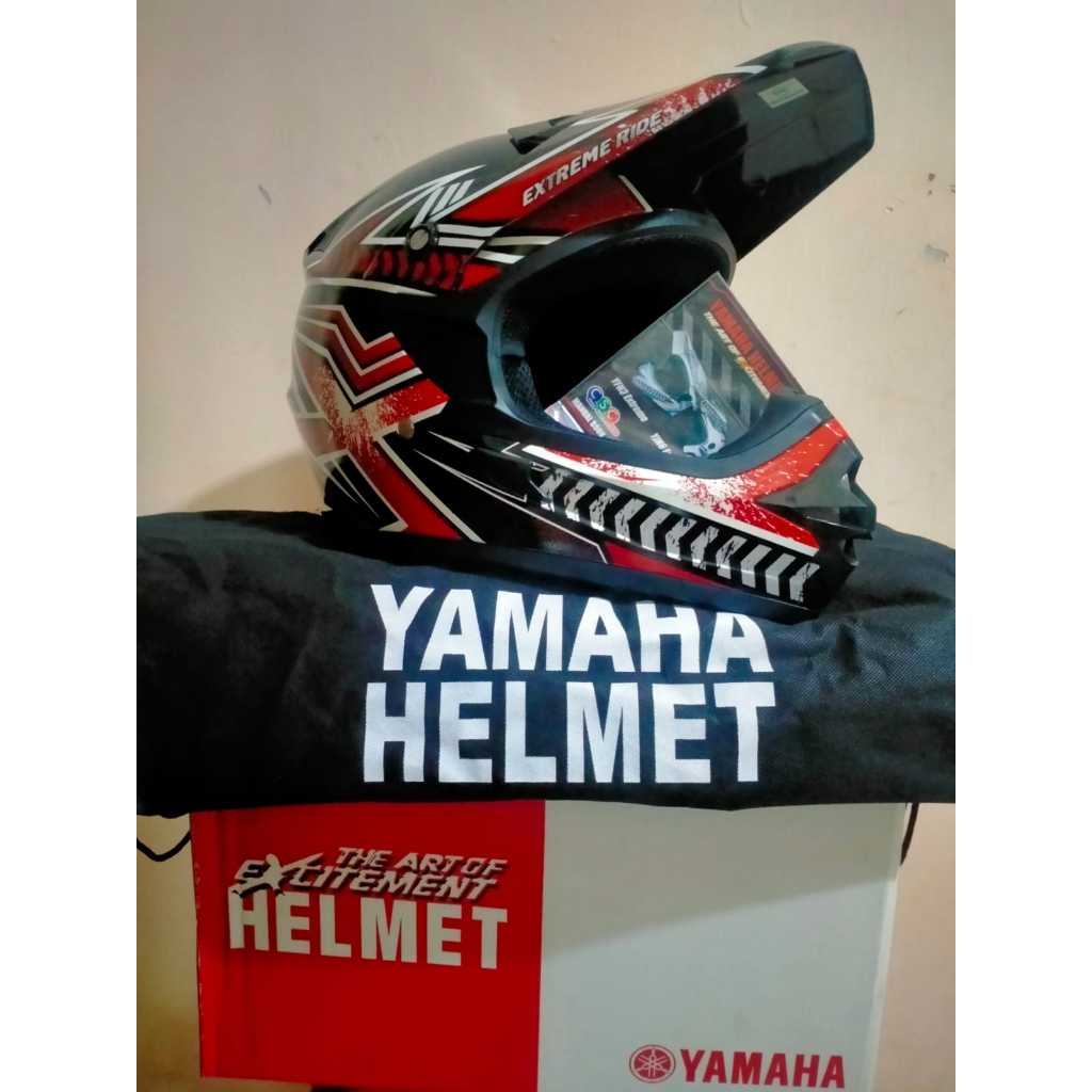 Jual Helm trail helmet cross merk Yamaha model extreme ride Full face ...
