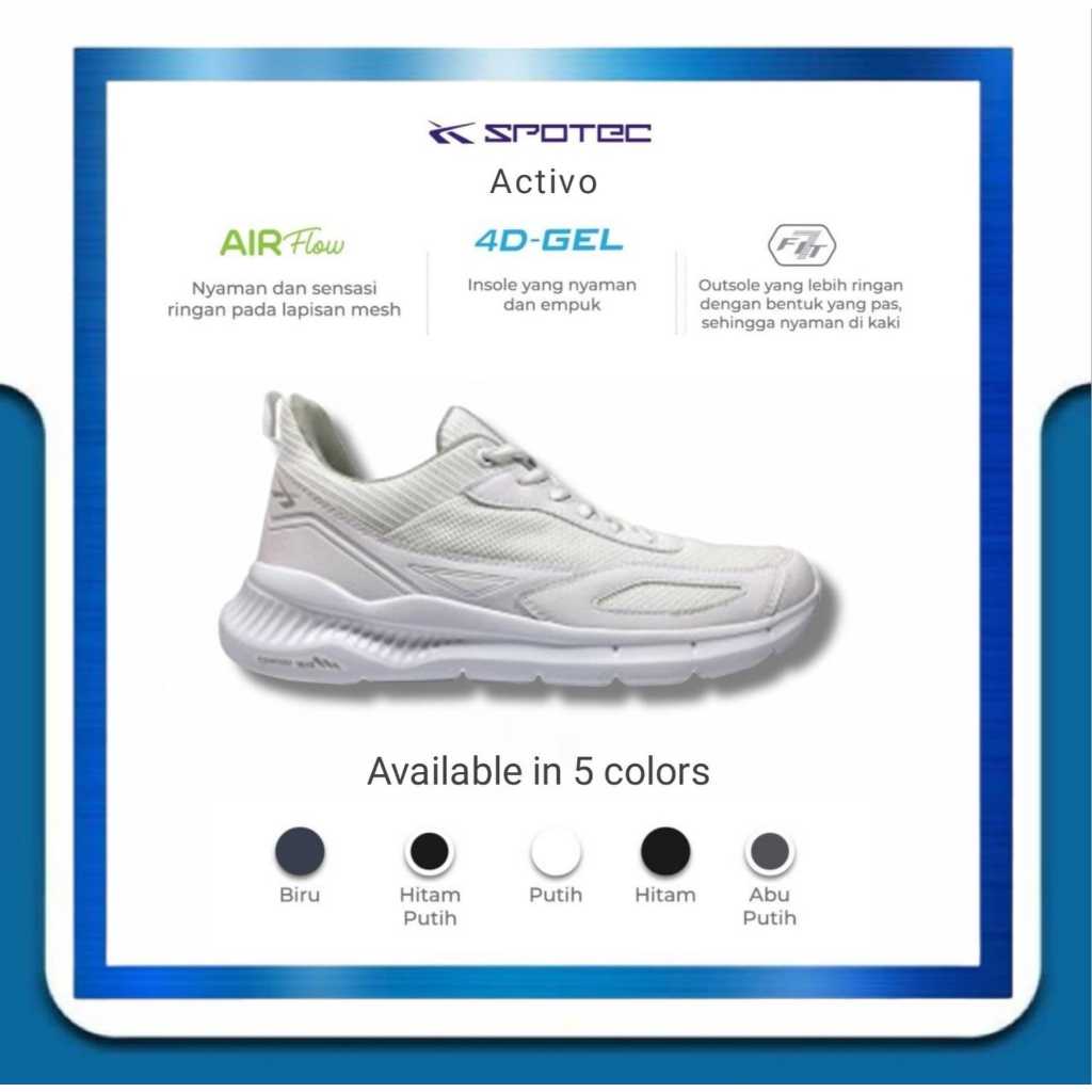 Jual SPOTEC Sepatu Student Activo Putih - Putih | Shopee Indonesia