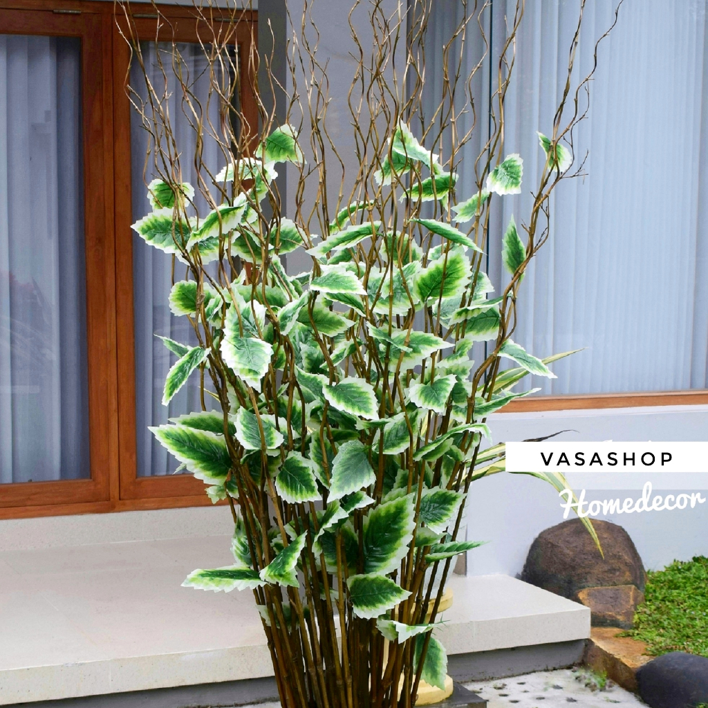 Jual Perlengkapan Rumah Bunga Dekorasi 10 Btg Bambu Ulir Natural Daun ...