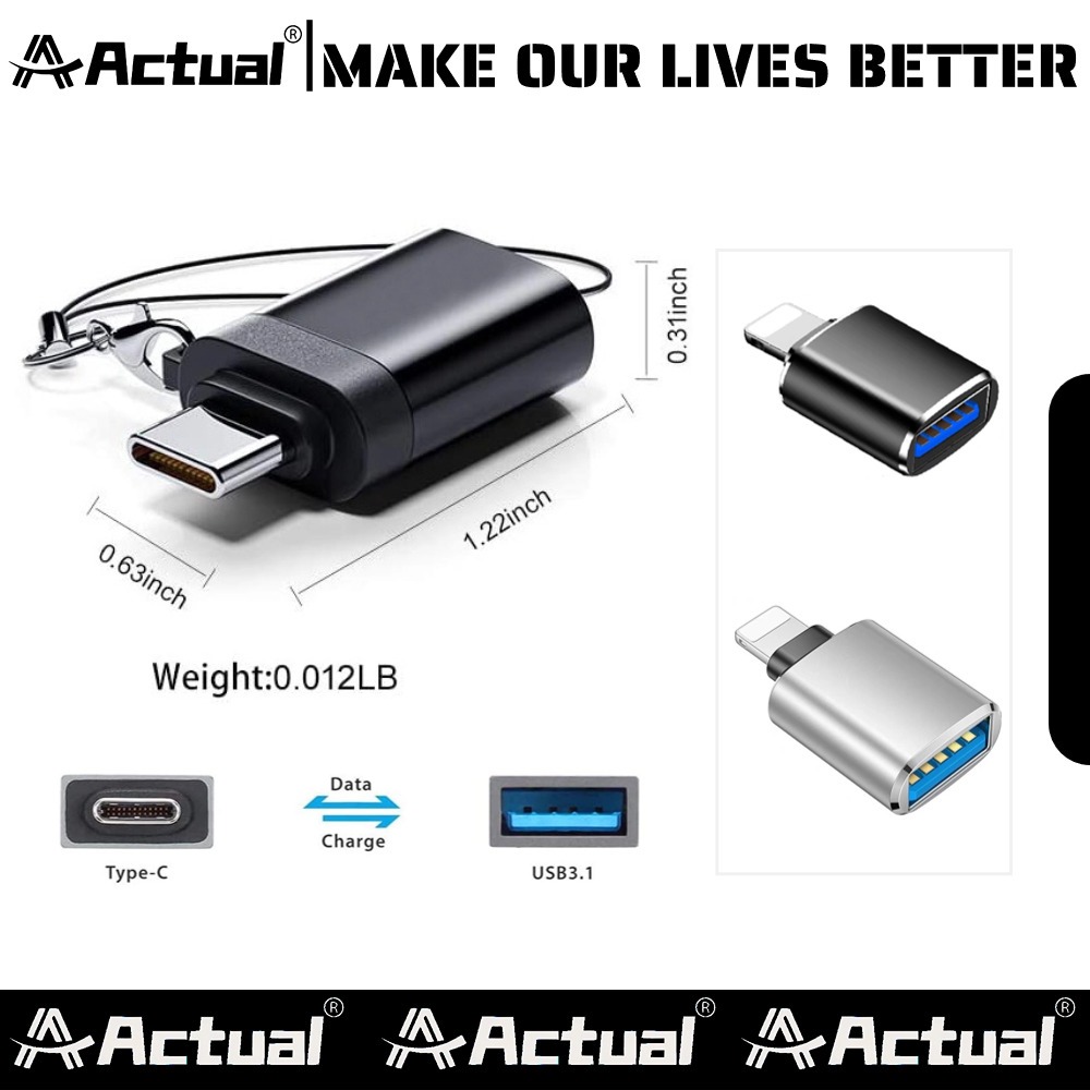 Jual Actual【COD】USB 3.0 OTG Micro USB to Type-C iPhone Android Tablet ...