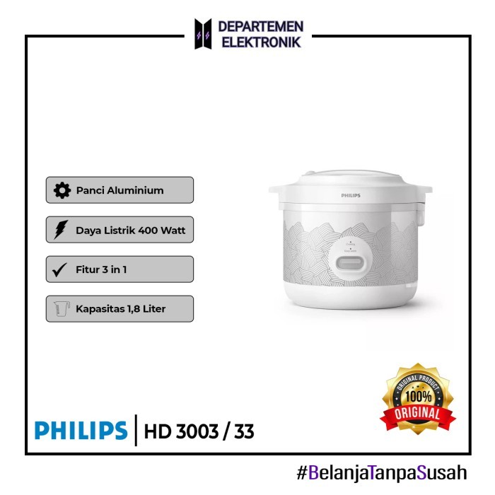 Jual PHILIPS HD3003-31 RICE COOKER 1.8 LITER - GARANSI RESMI | Shopee ...