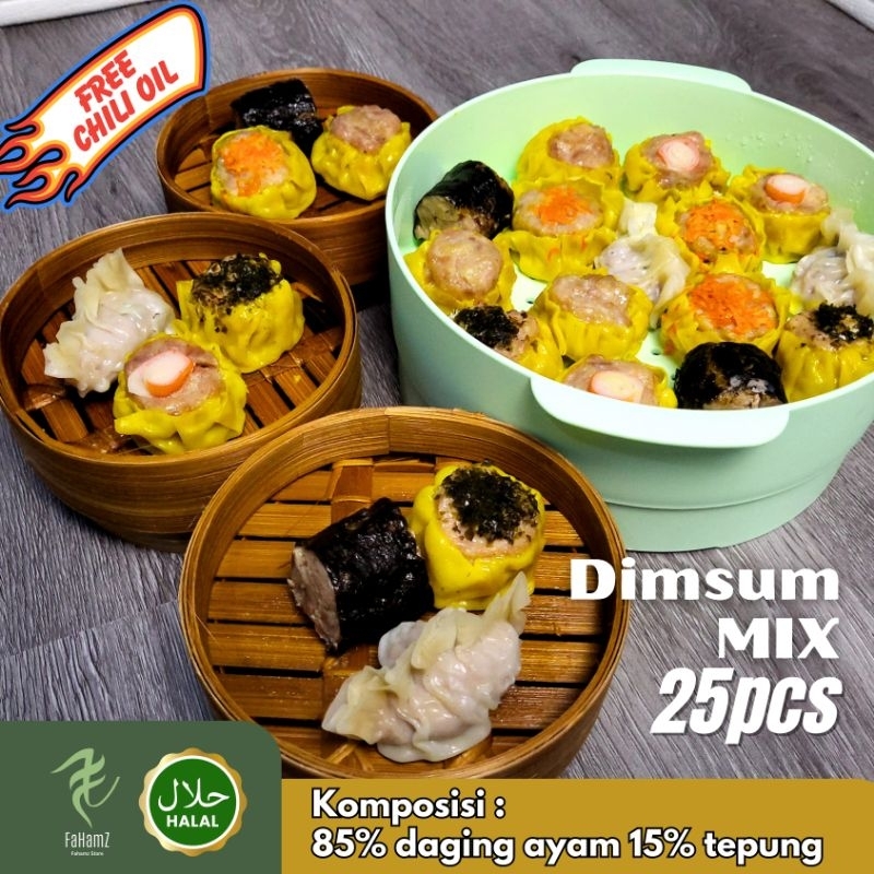 Jual Paket Dimsum Frozen Mix 33gr/pcs (25 pcs) + Gratis Chili Oil ...