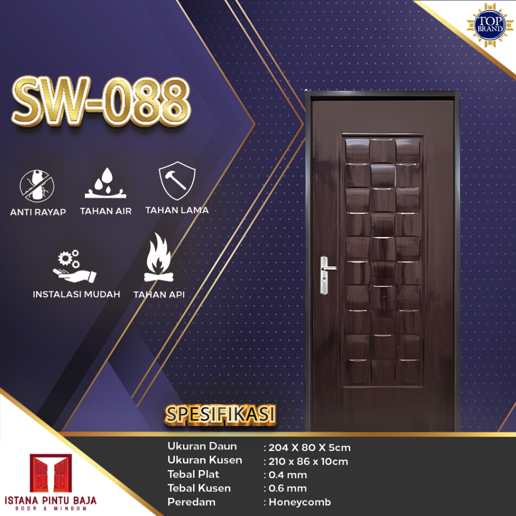 Jual IPB - (lLITE 07/SW-088) Pintu Plat Baja Single Utama Pintu Kamar / Pintu Baja Tahan Api ...