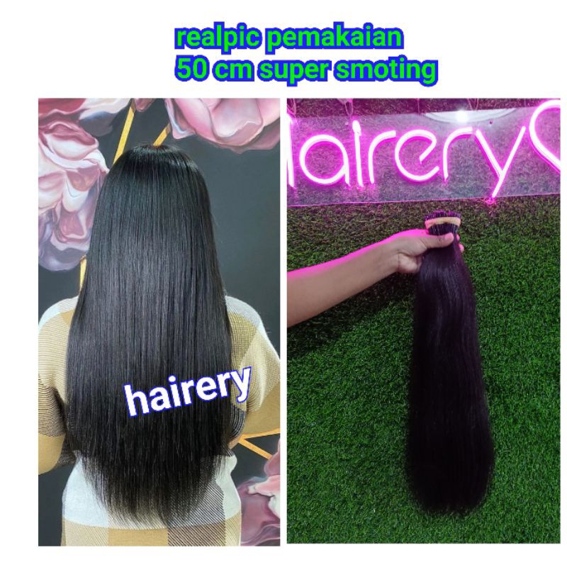 Jual hairextension/ Sambung rambut 50- 55 cm super | Shopee Indonesia