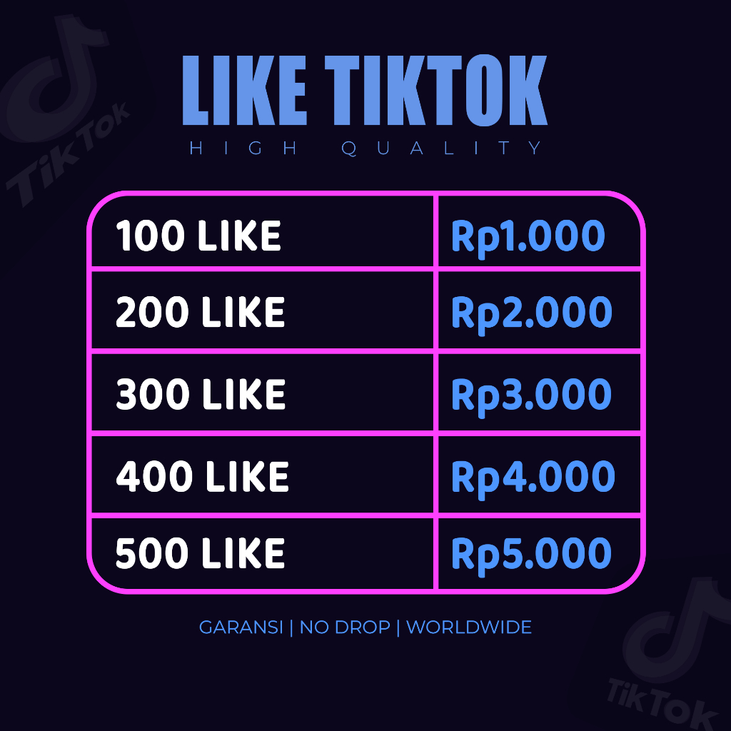 Jual TIK TOK LIKE PERMANEN BERGARANSI JASA TAMBAH LIKES TOKTOK FYP ...