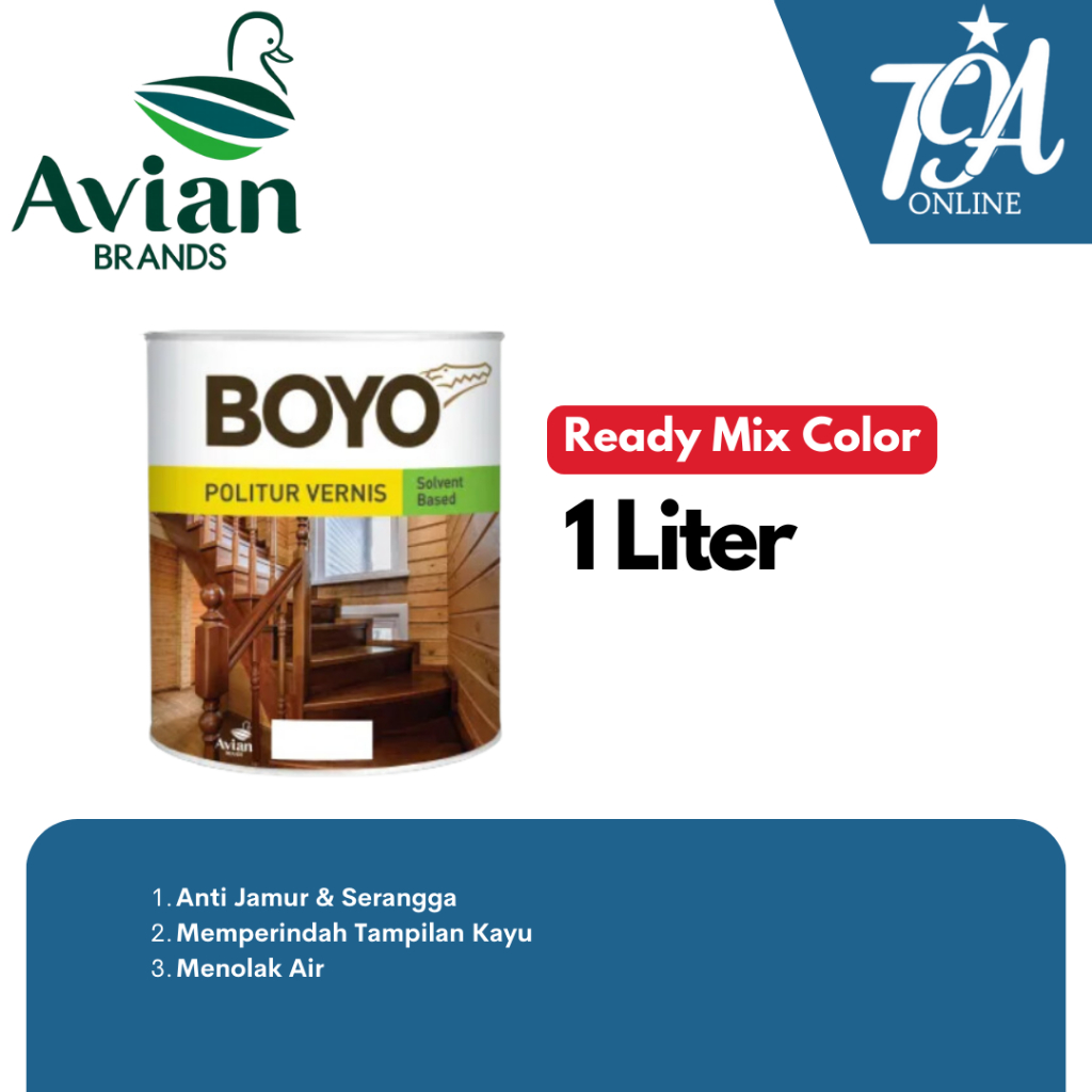 Jual AVIAN BRANDS Boyo Cat Politur Vernis Kayu Solvent Based 1 Liter ...