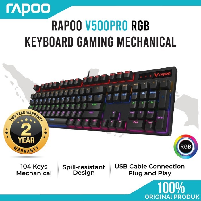 Jual Rapoo Mechanical Keyboard Gaming RAPOO V500PRO Gaming Keyboard ...