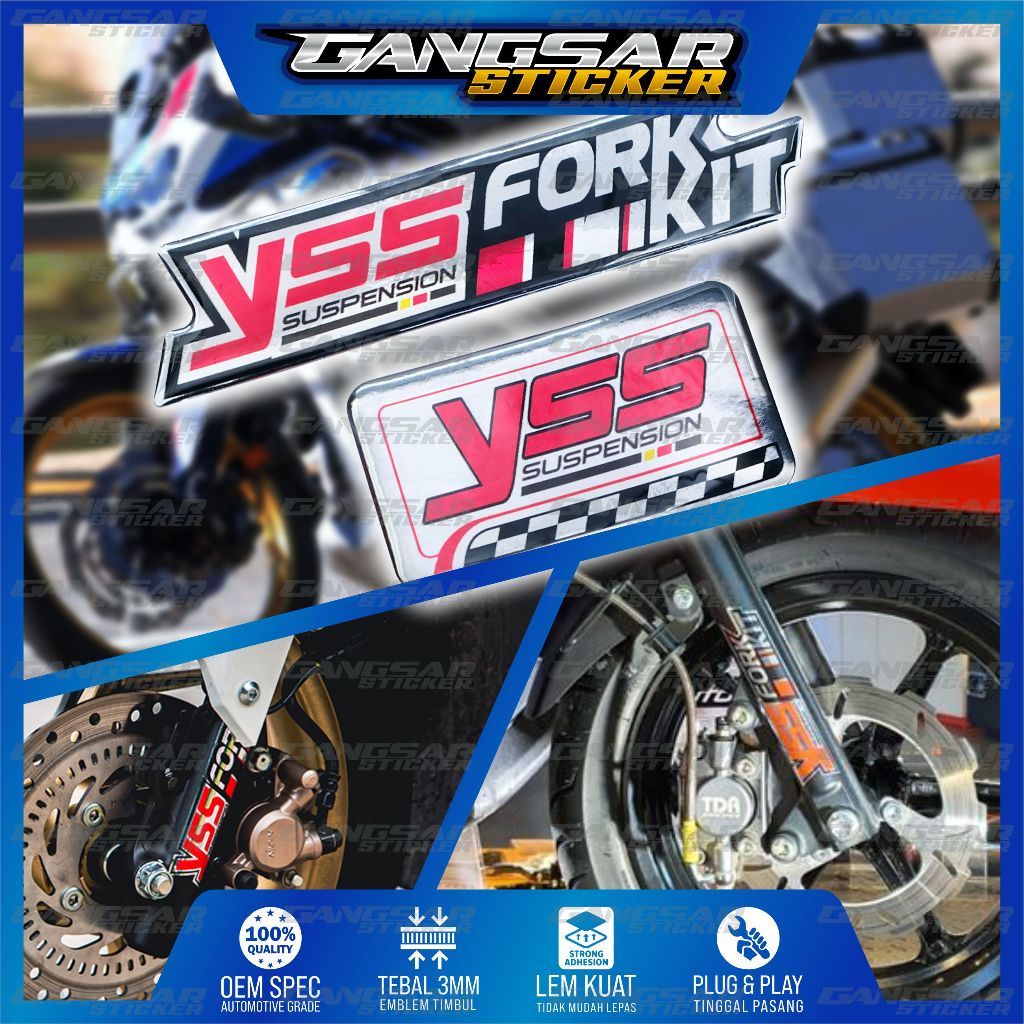 Jual emblem timbul yss suspension / emblem yss front fork kit / emblem ...