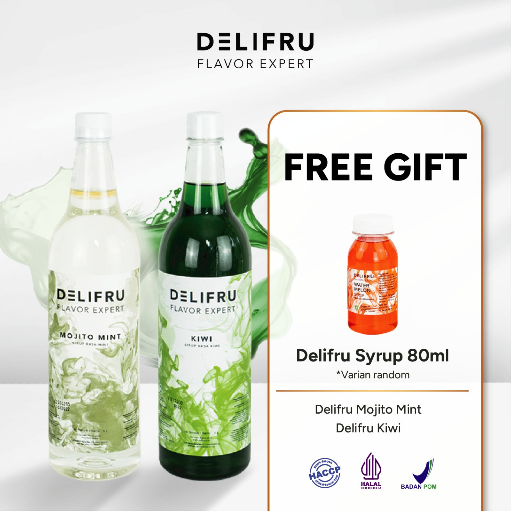 Jual Delifru Paket Bundling Syrup Kiwi 1L + Sirup Mojito Mint 1L ...