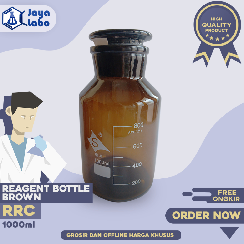Jual RRC REAGENT BOTTLE Vol. 1.000 ml Coklat / Botol Reagen Wide Mouth ...