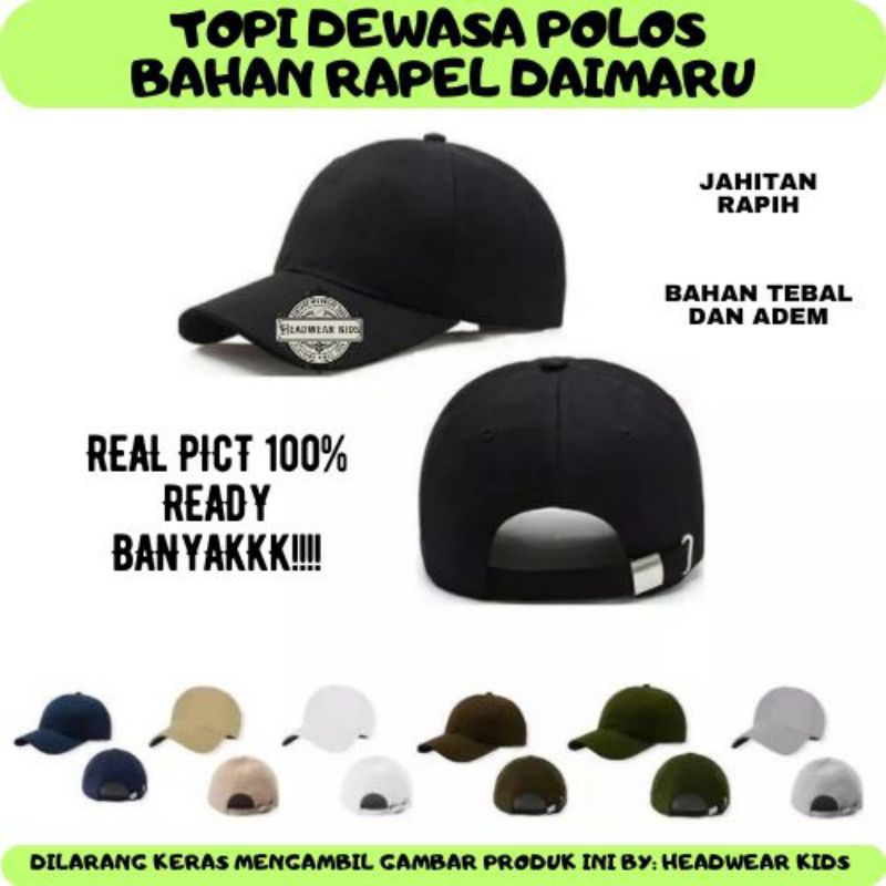 Jual Topi Polos Baseball Dewasa TEBAL ( Rafell Daimaru ) PREMIUM GROSIR ...