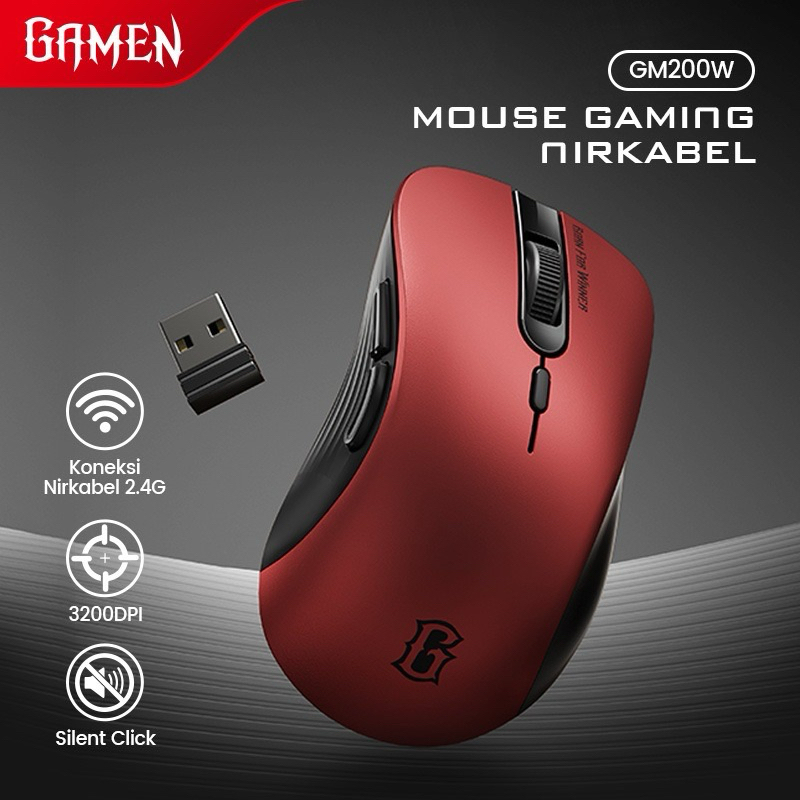 Jual GAMEN Mouse Wireless Silent Click GM-200W No-Delay 3200 dPI 4 ...