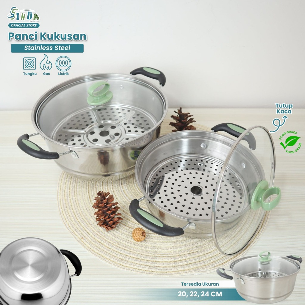 Jual SINDA Panci Pengukus Stainless Steel – 3 Pilihan Ukuran (20, 22 ...