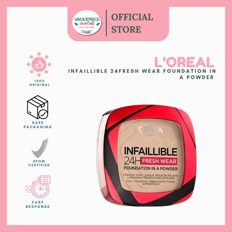 Jual L'OREAL Infallible 24H Fresh Wear Foundation In Powder | Bedak ...