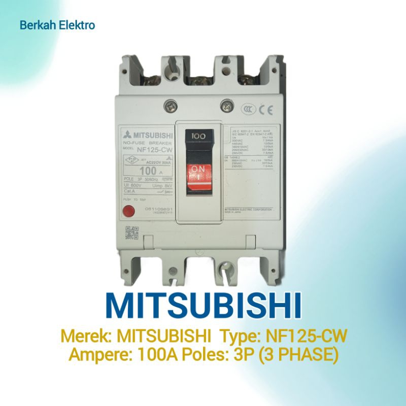 Jual MCCB Breaker MITSUBISHI NF125-CW 3P 100A | Shopee Indonesia