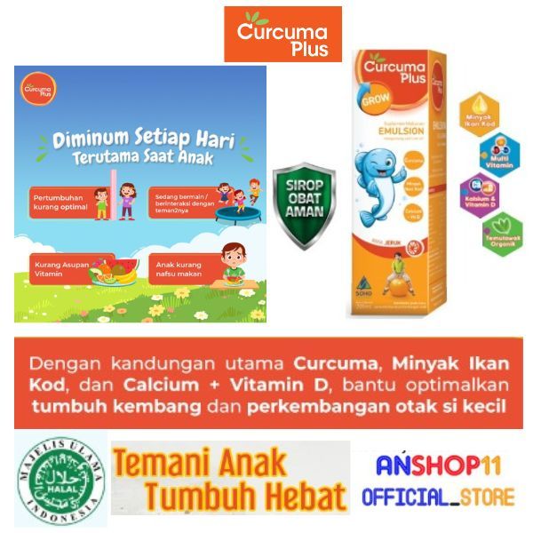 Jual Curcuma Plus Grow Emulsion Suplemen Rasa Jeruk 200ml | Shopee ...