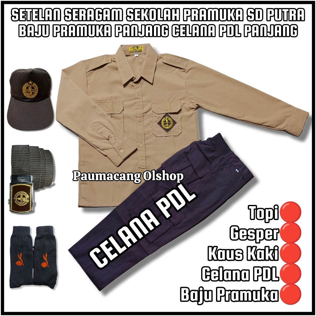 Jual Setelan Seragam Sekolah Pramuka Penggalang SD Putra Baju Pramuka SD Lengan Panjang Celana ...