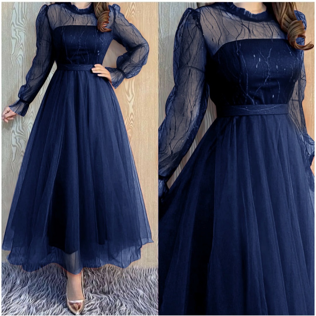 Jual Dress wanita natal terbaru lengan panjang bahan tile gardedia ...