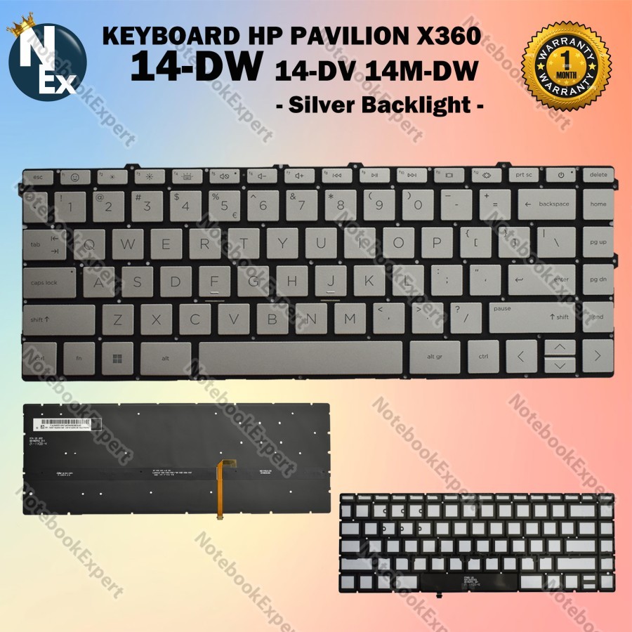 Jual Keyboard HP Pavilion X360 14-DW 14-DV 14M-DW 14T-DW Silver ...