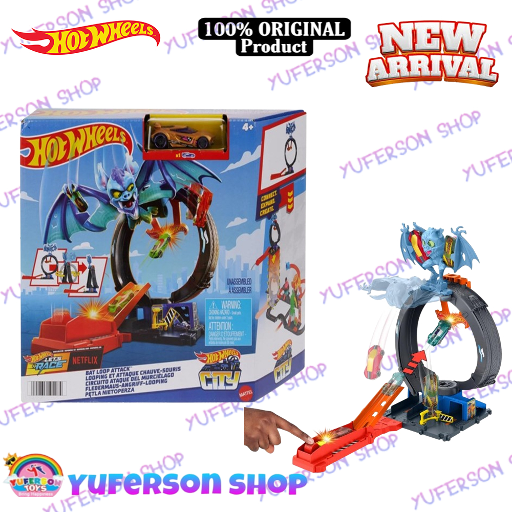 Jual Hot Wheels HotWheels City Toy Car Track Set Bat Loop Attack HDR29 ...