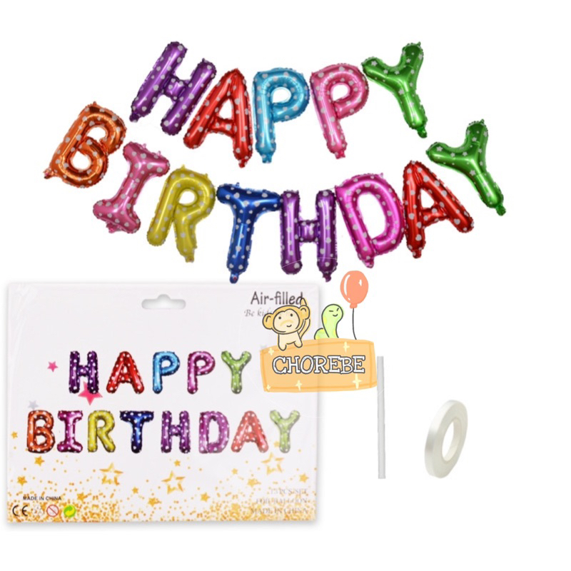 Jual Balon Foil Huruf Set Happy Birthday (Mix Warna) | Shopee Indonesia
