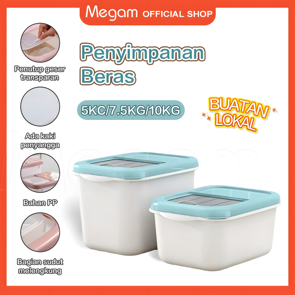 Jual 【BELI LOKAL】Megam Tempat Beras Kacang Organizer Besar Kotak Beras ...