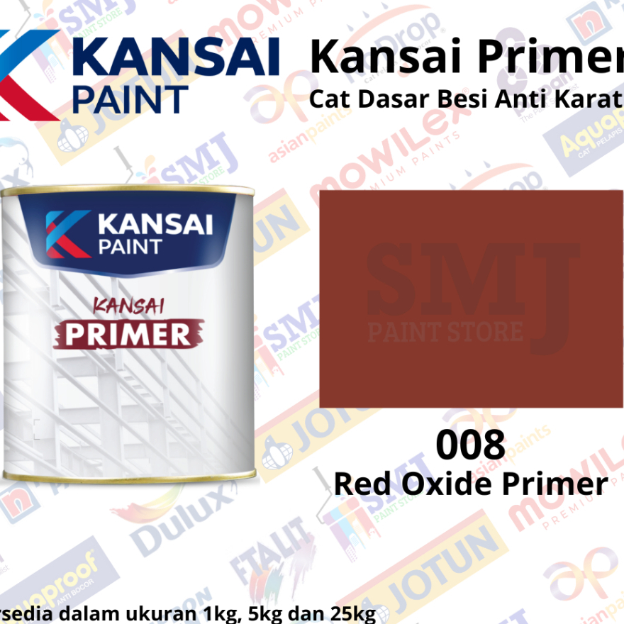 Jual CAT DASAR MENI BESI KAYU KANSAI FTALIT ZINC CHROMATE PHOSPHATE RED OXIDE 1 KG ANTI KARAT ...