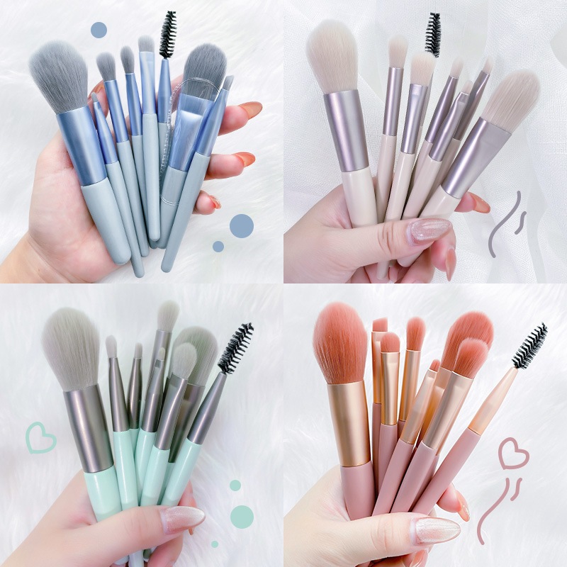 Jual POUCH SET 8 IN 1 - KUAS MAKE UP BRUSH PORTABLE LEMBUT / KUAS WAJAH ...