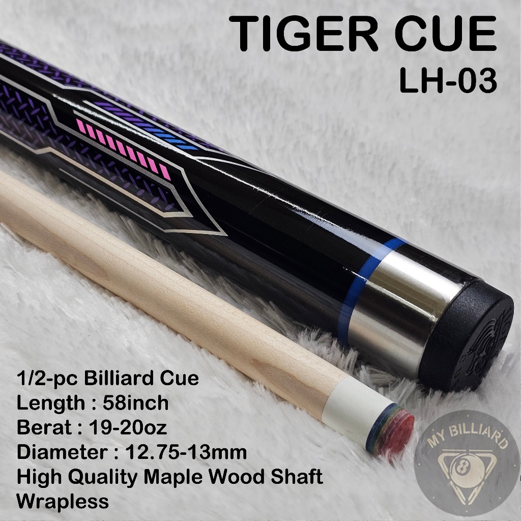 Jual LH-03 Tiger Cue + Joint Protector Stick Billiard Stick - Maple ...
