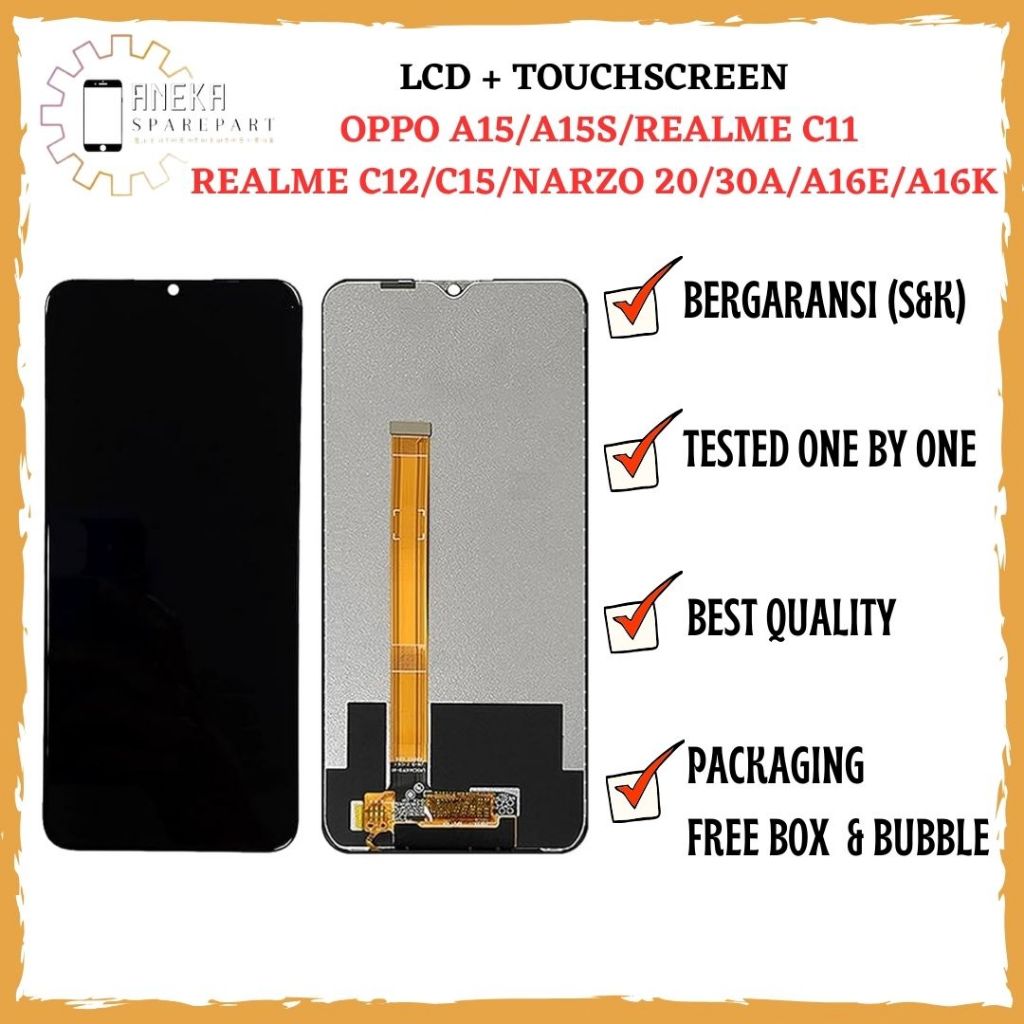 Jual LCD+TOUCHSCREEN OPPO REALME C11/C12/C15/Q2I/NARZO 20/NARZO 30A/OPPO A15/A15S UNIV BLACK ...