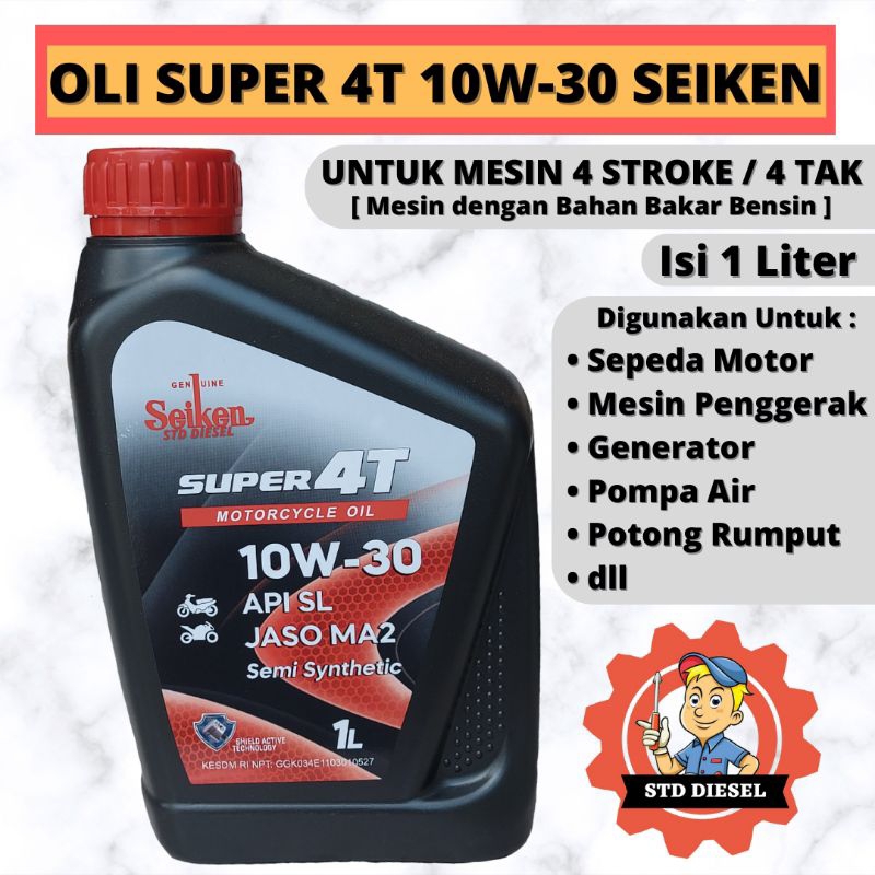 Jual OLI SUPER MERK 4T MERK SEIKEN 10W 30 UNTUK MESIN 4 STROKE TAK ...