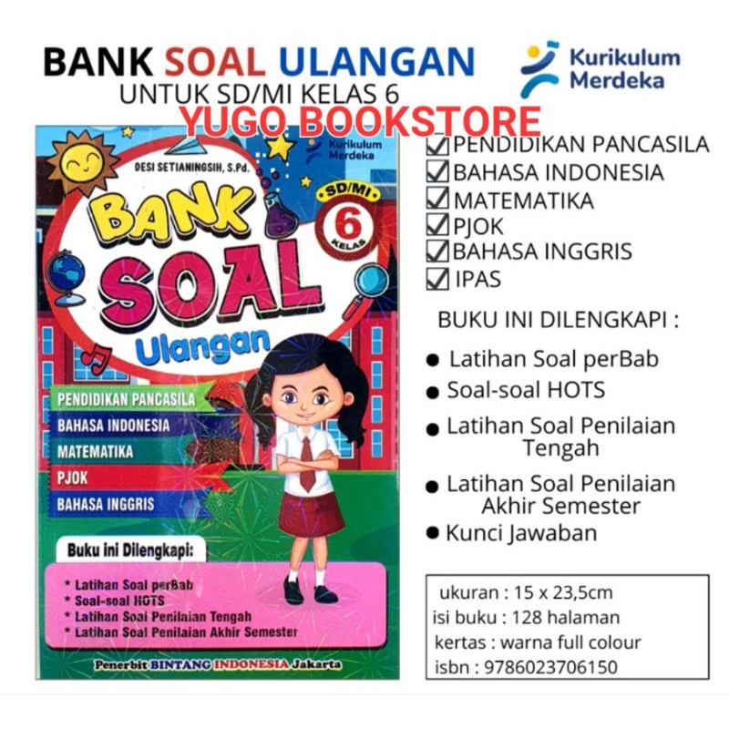 Jual BUKU BANK SOAL ULANGAN KELAS 6 SD/MI KURIKULUM MERDEKA ORIGINAL FULL COLOUR | Shopee Indonesia
