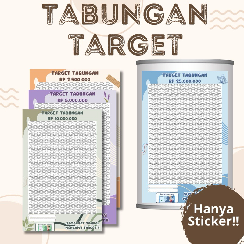 Jual (Hanya Sticker) TABUNGAN TARGET / STIKER TABUNGAN TARGET AESTETIK ...