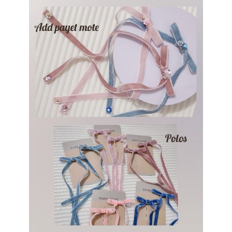 Jual Handmade Jepit pita rambut velvet polos blink panjang hairclip ...