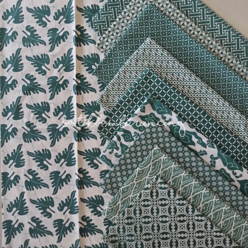 Jual kain batik printing soft pastel warna hijau putih kain teteron ...