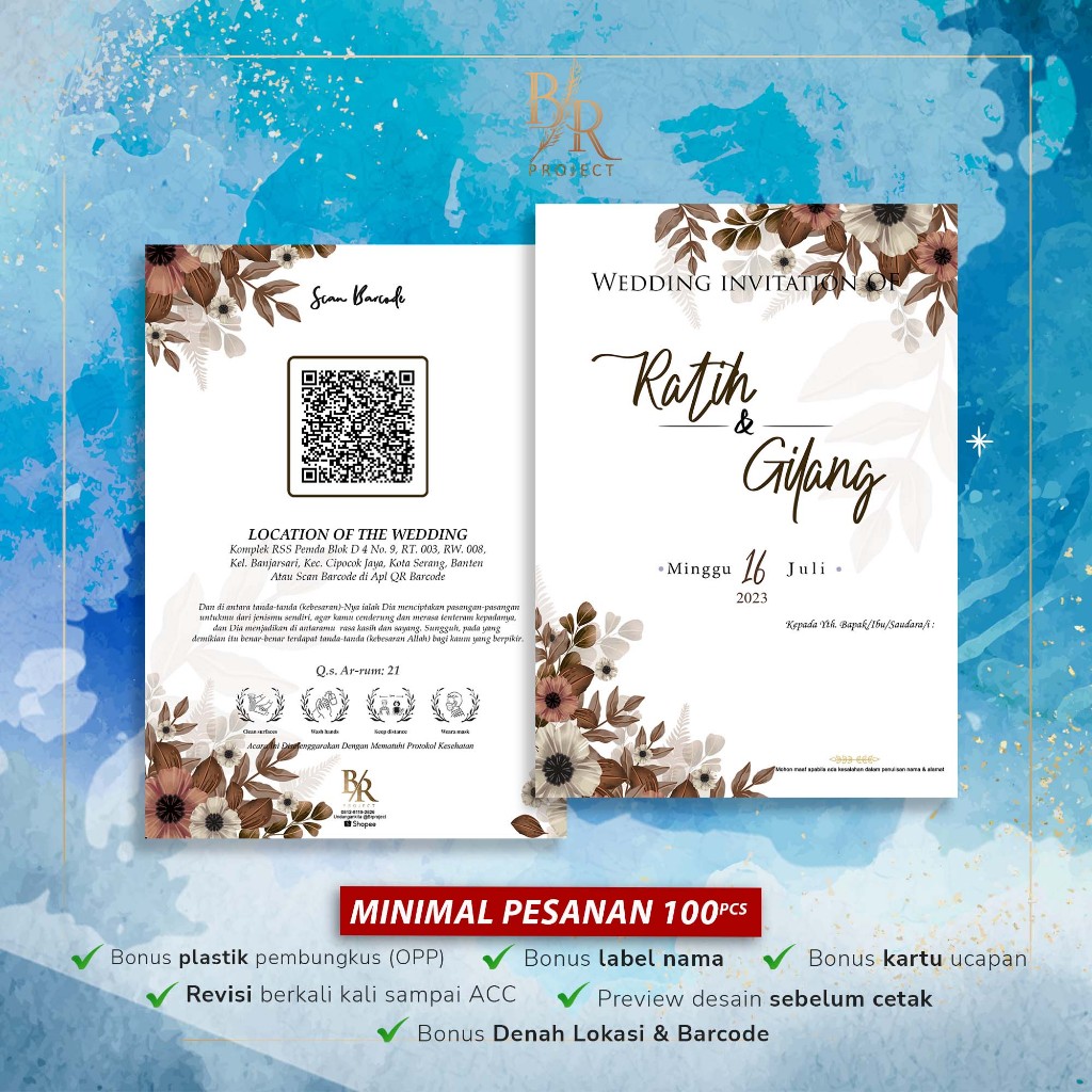 Jual Undangan Pernikahan Lipat Dua Bahan Brief Card 160 GSM | Undangan ...