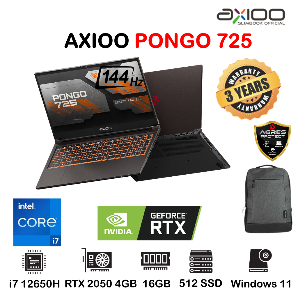 Jual Laptop Axioo PONGO 725 i7-12650H/Ram 16/512/RTX 2050/Win 11 PRO ...