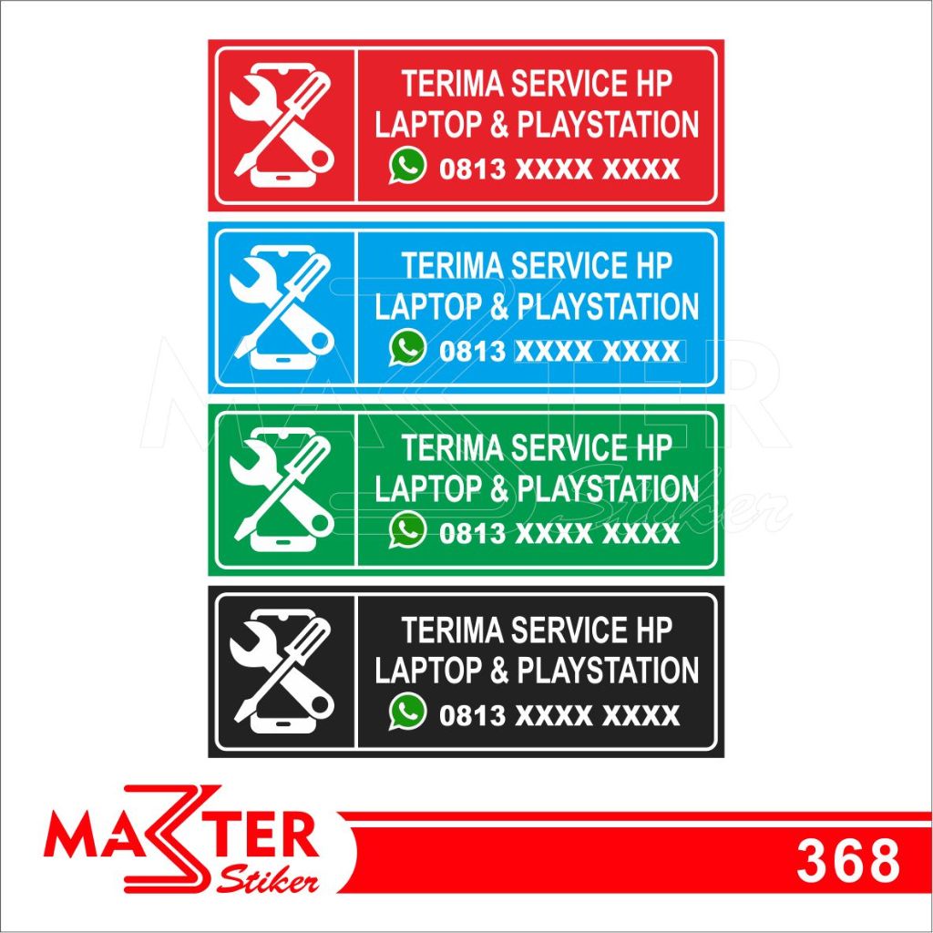 Jual 368 - Stiker Terima Service HP, Laptop dan Playstation (PS), Vinyl ...