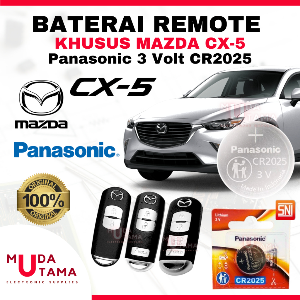 Jual Baterai Remote Mobil MAZDA CX5 - ORIGINAL PANASONIC CR2025 3 Volt ...