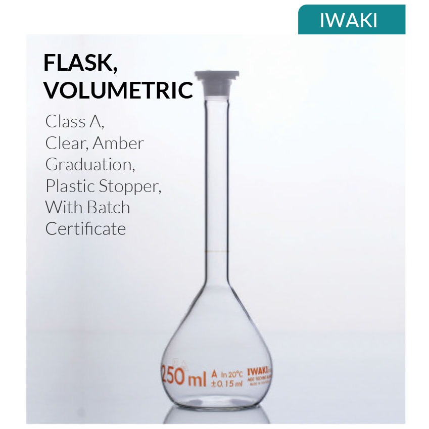 Jual FLASK VOLUMETRIC 1000mL Plastic stopper Clear color Class A IWAKI | Shopee Indonesia