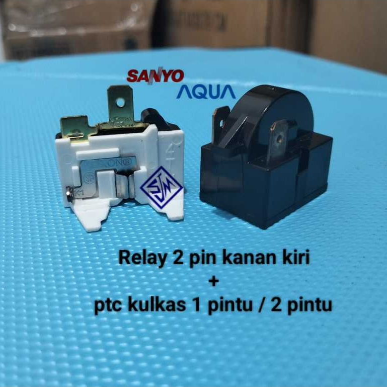 Jual Relay 2 pin kanan kiri + ptc overload kulkas SANYO AQUA 1 pintu ...