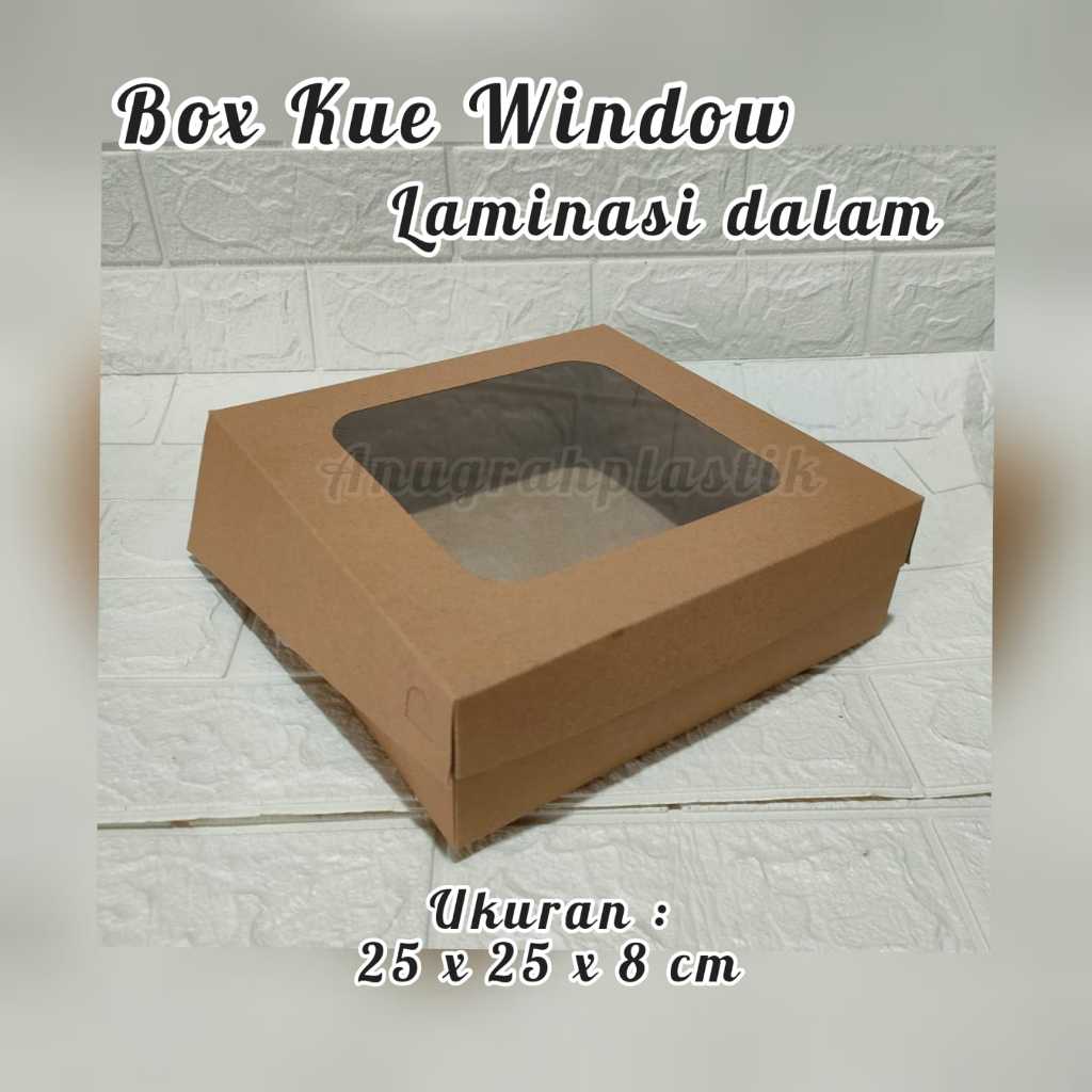 Jual Box Kue / DUS kue / Box Puding Kraft Window Laminasi 25 x 25 x 8 ...