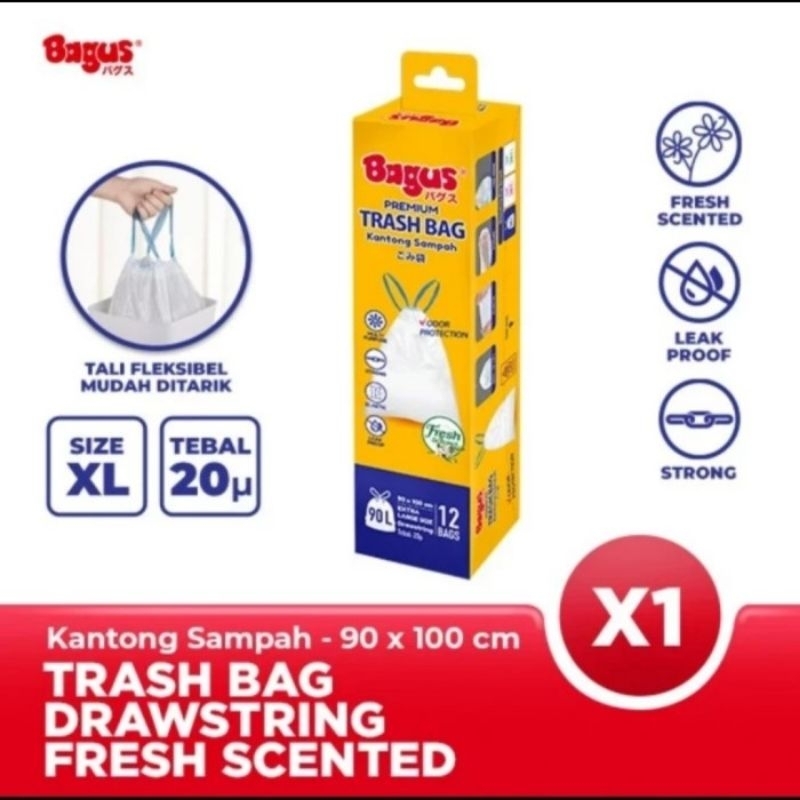 Jual BAGUS PREMIUM TRASH BAG 90L KANTONG SAMPAH TALI EXTRA LARGE ...
