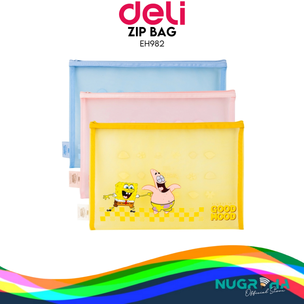 Jual DELI - Zipper Bag Map Kertas EH982 Ukuran A4 Spongebob Warna ...