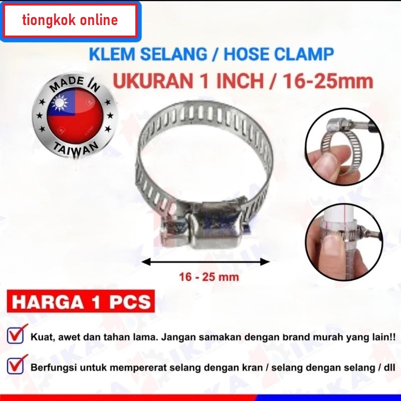 Jual Klem Selang Kuping Stainless Hose Clamp White Handle Hose Klem ...