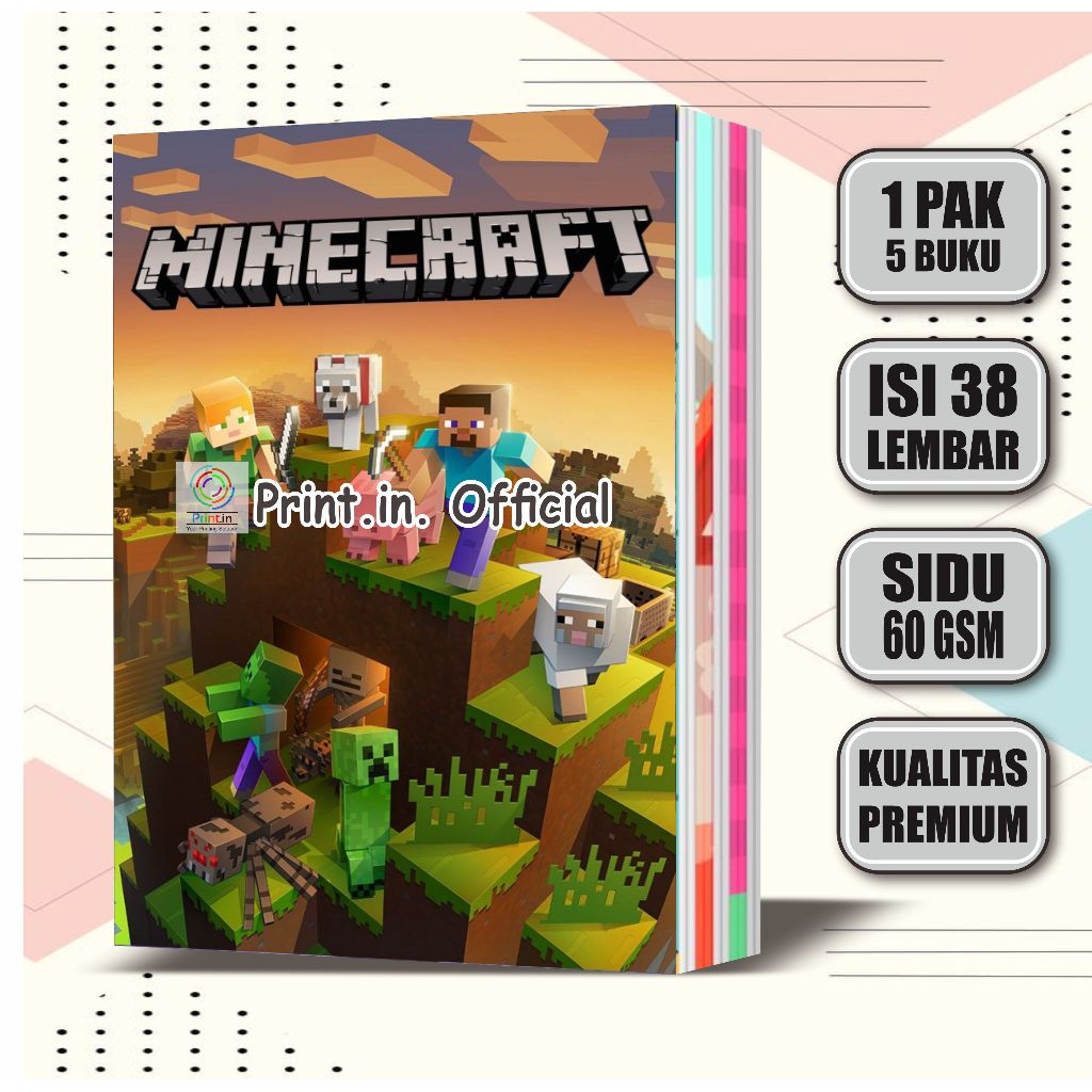 Jual Buku Tulis Anak Custom Minecraft 38 Lembar / Buku Tulis Sekolah ...