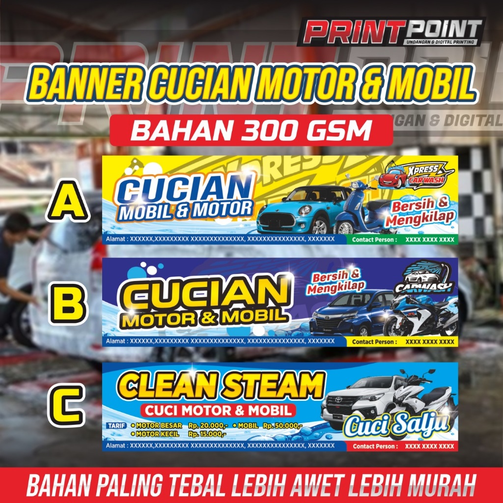 Jual BANNER SPANDUK CAR WASH CUCIAN MOBIL CUCIAN MOTOR CUCI SALJU TEBAL ...