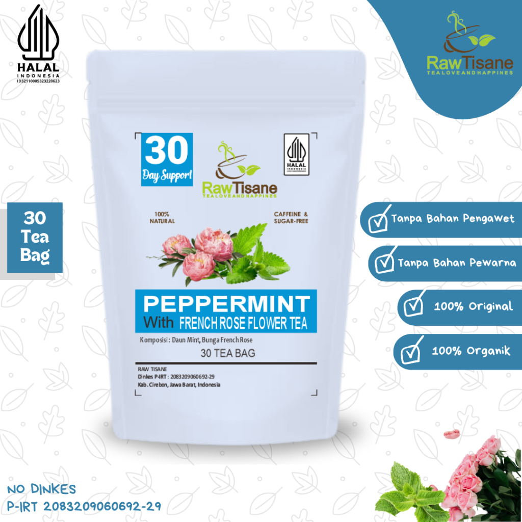 Jual RAW TISANE Peppermint French Rose Tea : Teh Celup Daun Mint ...