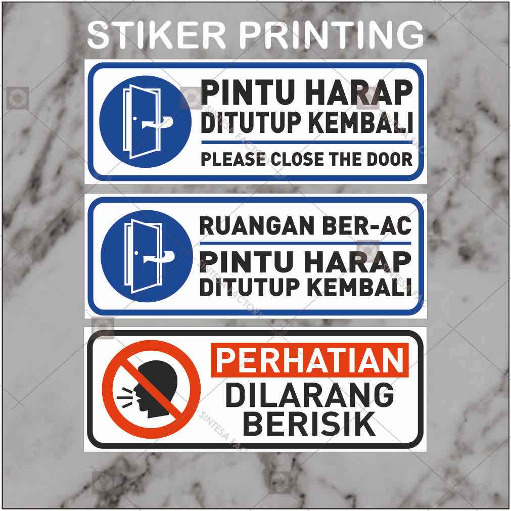 Jual Stiker Peringatan Tutup Pintu Ruangan ber ac Jangan Berisik | Shopee Indonesia