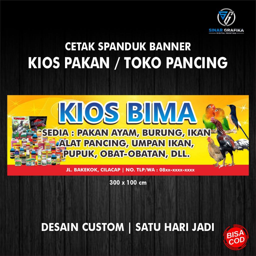 Jual Spanduk banner toko pakan ikan, pakan burung, pakan kucing ...